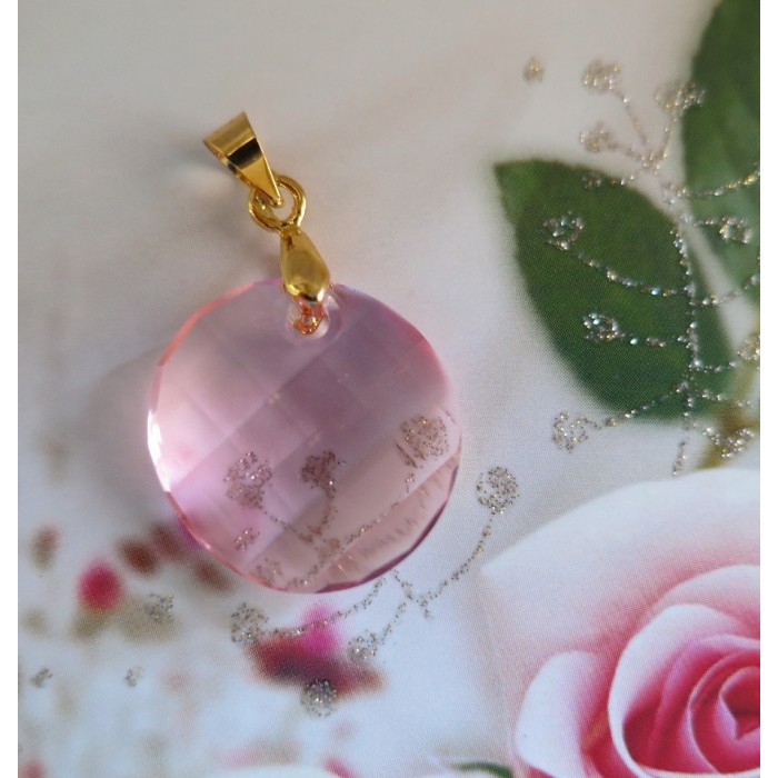 Kulons ar Swarovski kristālu "Light rose", zelta pārklājums